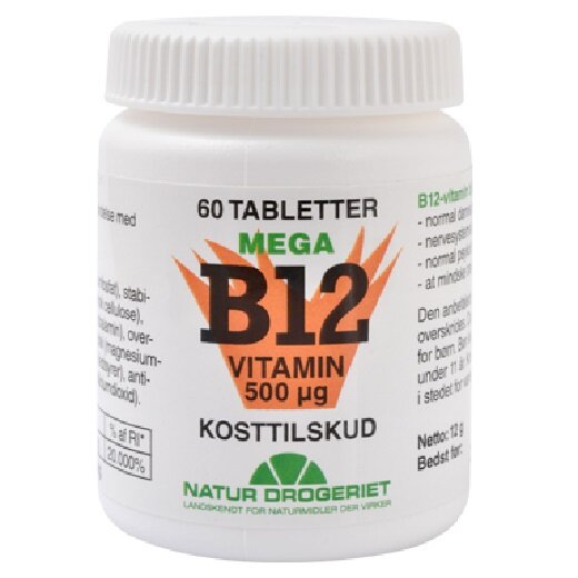 Mega B-12 vitamin tabletter 60 stk. | Køb på DinApoteker.dk