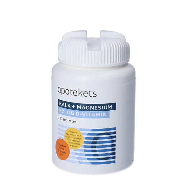 Apotekets Kalk + Magnesium, K2- og D 130 stk. | Køb på DinApoteker.dk